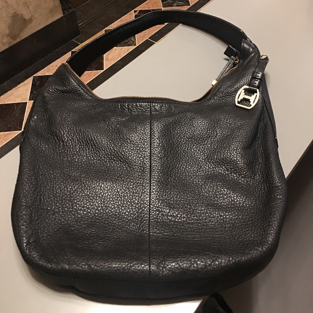 Authen Halston Heritage Pebbled Leather Hobo Bag - Gem